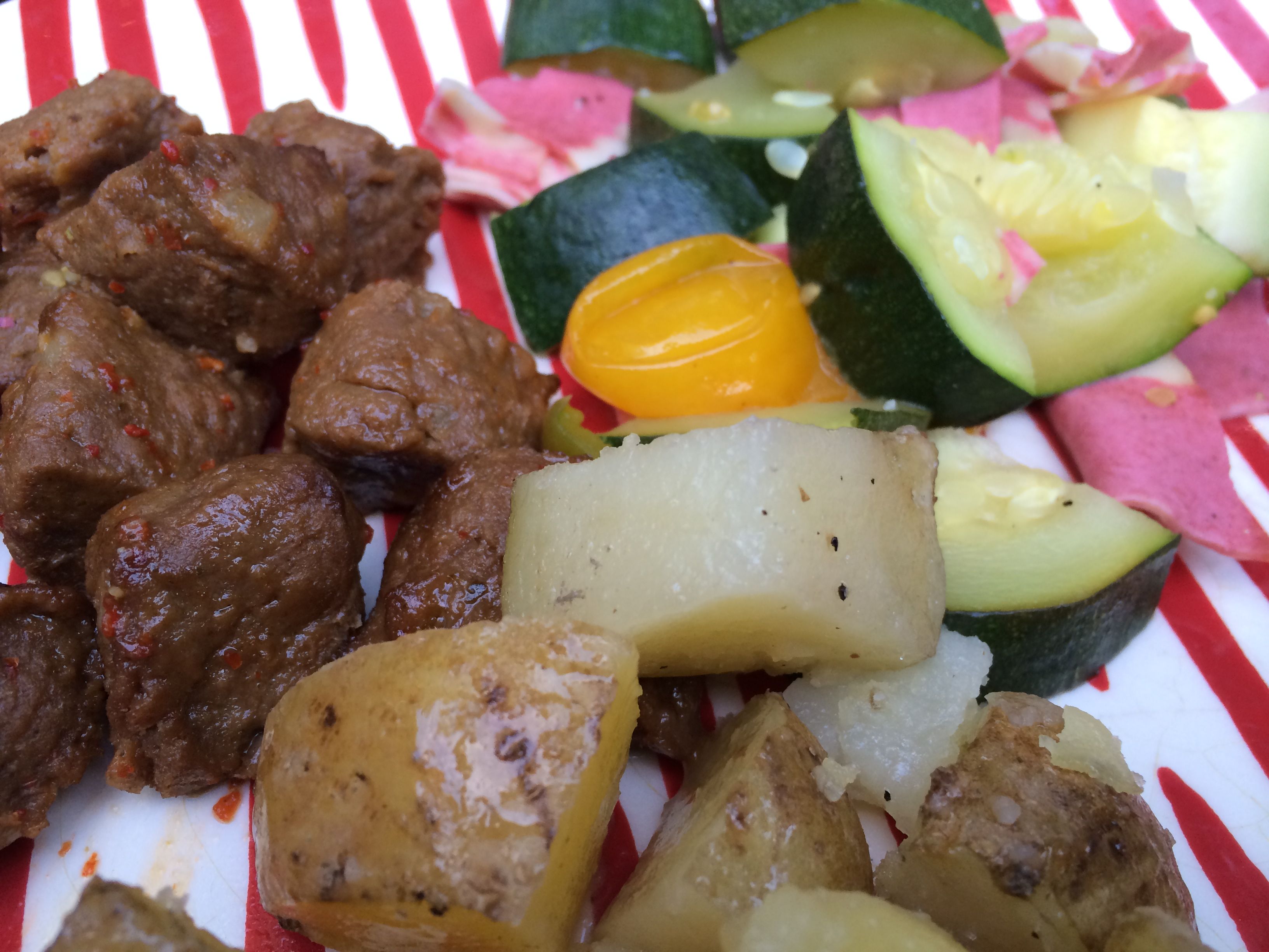 Sunday Cookout: Vegan Steak and Potatoes With Veggie Medley.